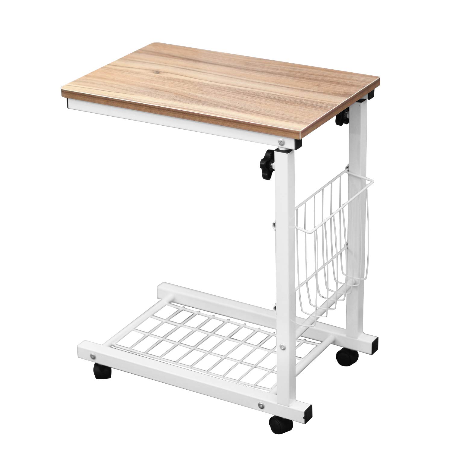 SogesHome Height Adjustable End Table Laptop Desk on The Wheel, Beside ...