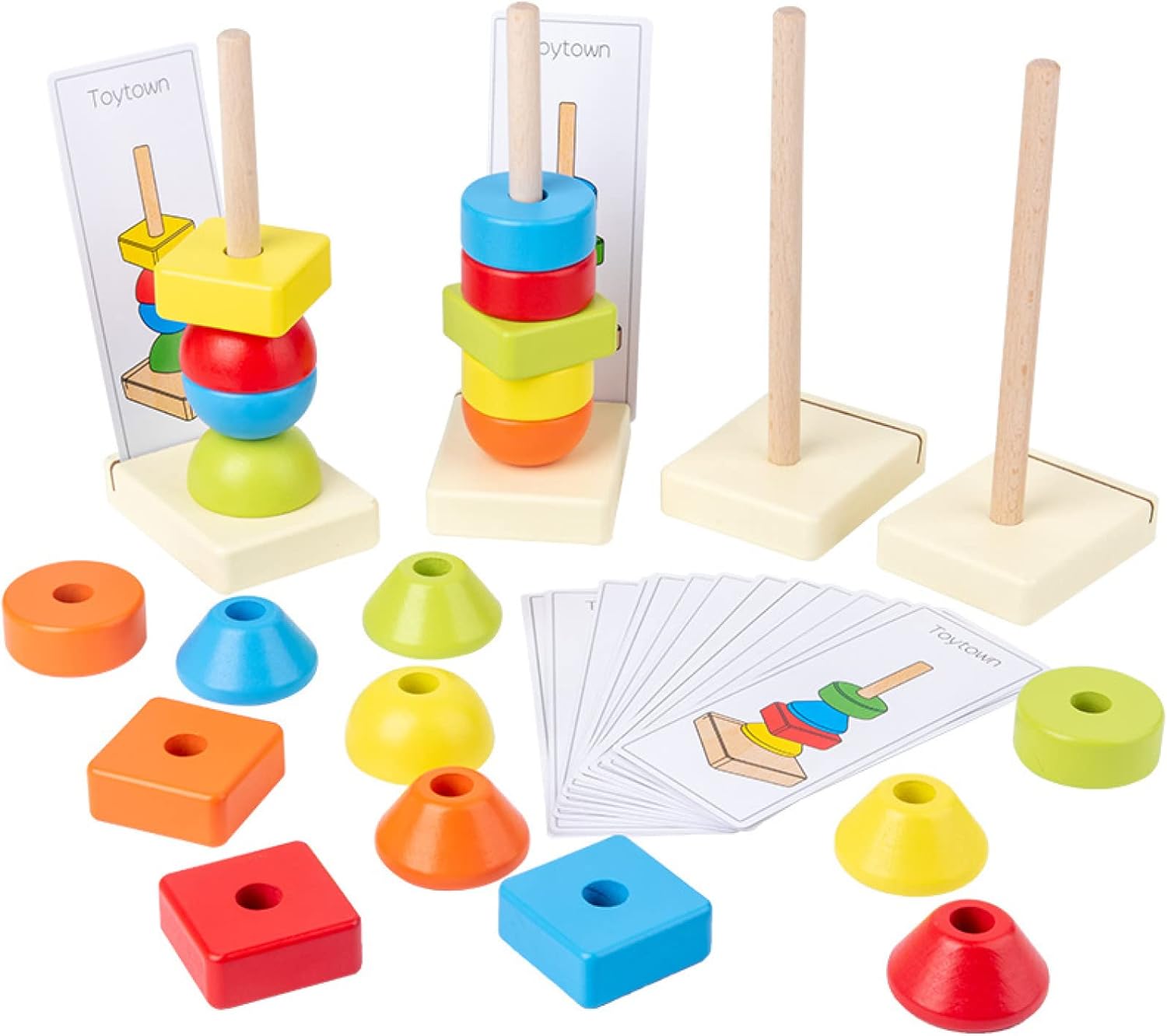 Amazon | Sironoa 知育玩具 棒通し 木製パズル 木のおもちゃ 積み木 3歳 4歳 5歳 ランキング 男の子 女の子 モンテッソーリ カラフル はめるパズル 指先訓練 色認識 ...