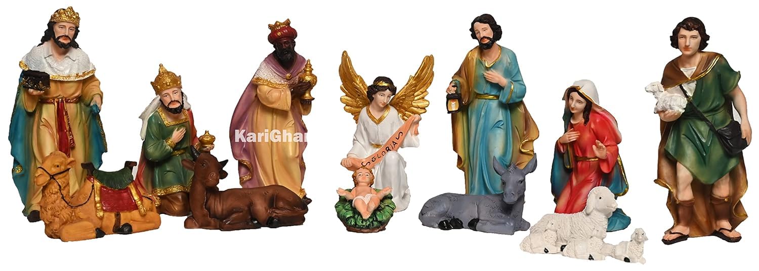 Buy Divine Creation Resin Crib Set Idol Statue for Christmas Nativity ...