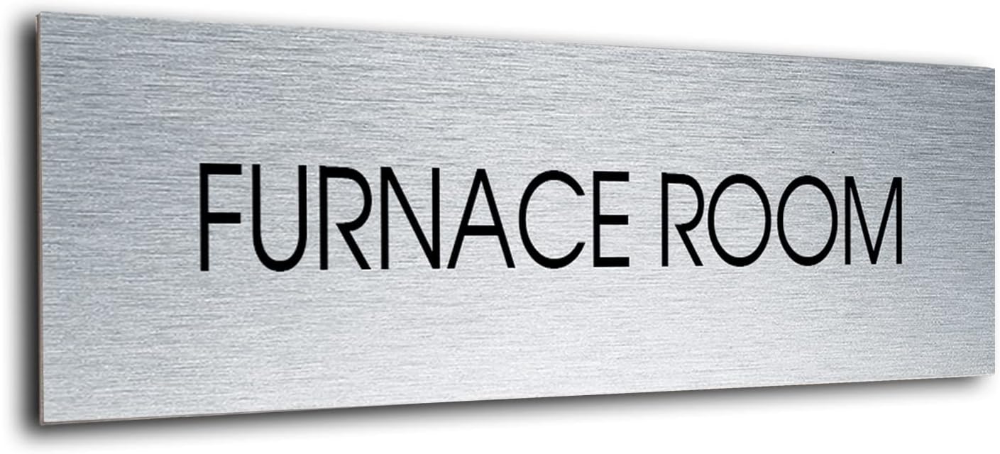 Amazon.com: Furnace Room Door Sign - Modern Brushed Metal Door Sign ...