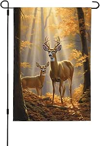 Amazon.com : Deer in Woods Garden Flag 12x18 In Double Sided Yard Flags ...
