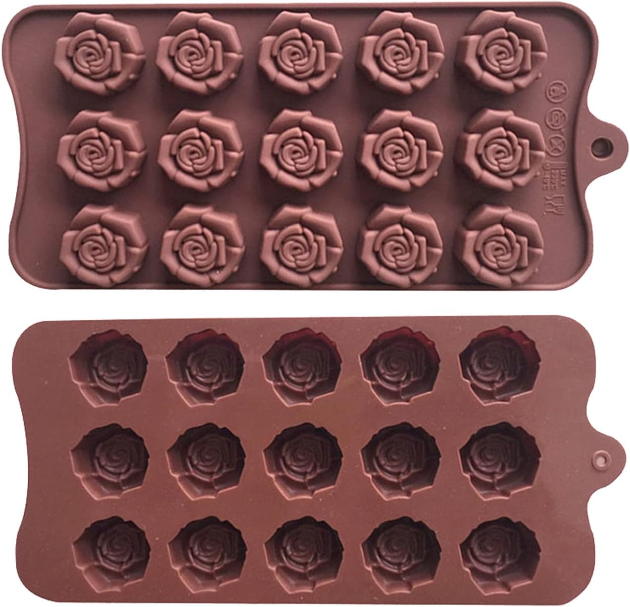 Amazon.com: 2PCS Rose Silicone Chocolate Mould, Flower Chocolate Molds ...