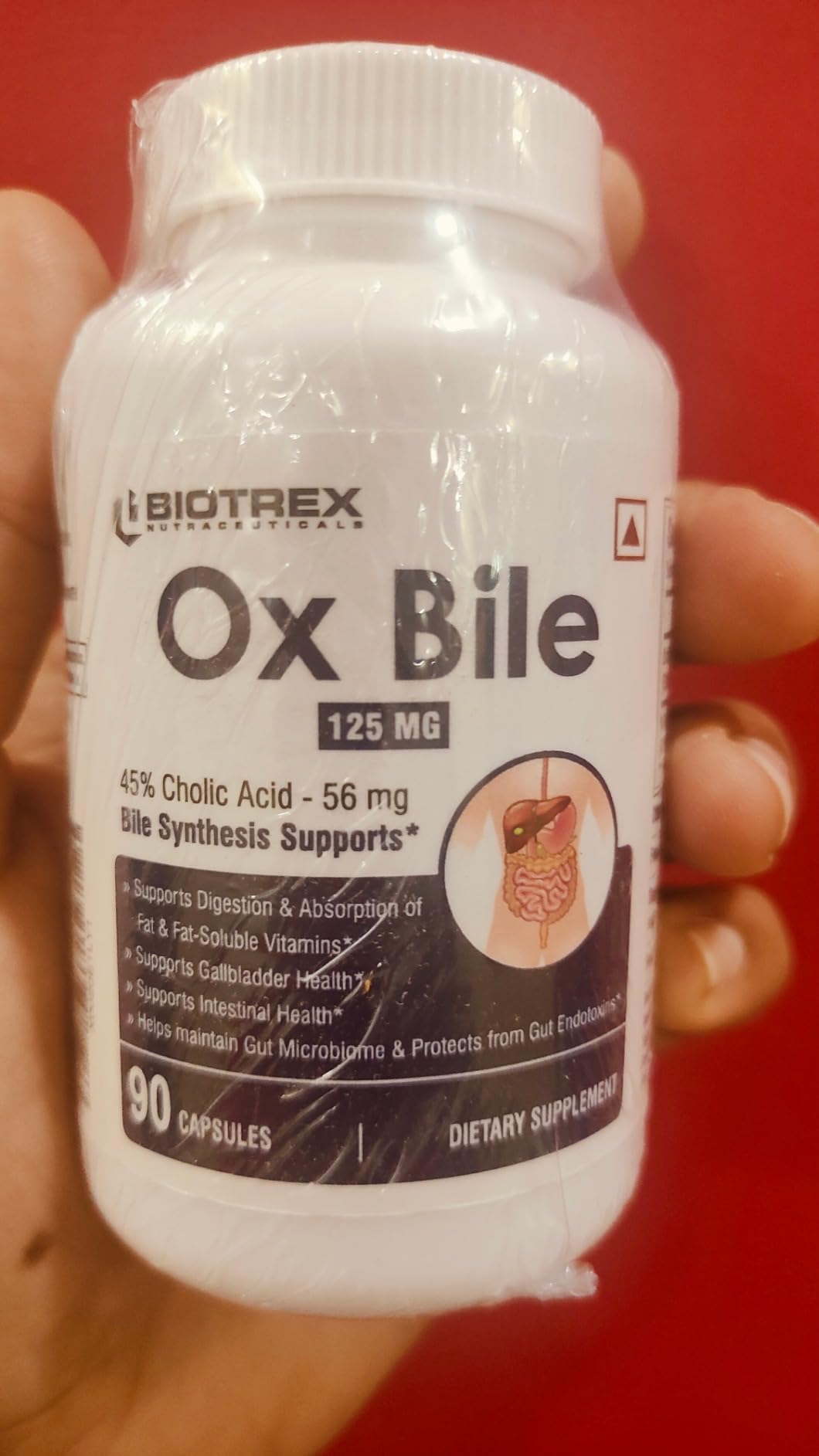 Buy Biotrex Nutraceuticals OX BILE EXTRACT 125mg, 45% CHOLIC ACID, Supports Gallbladder Health ...