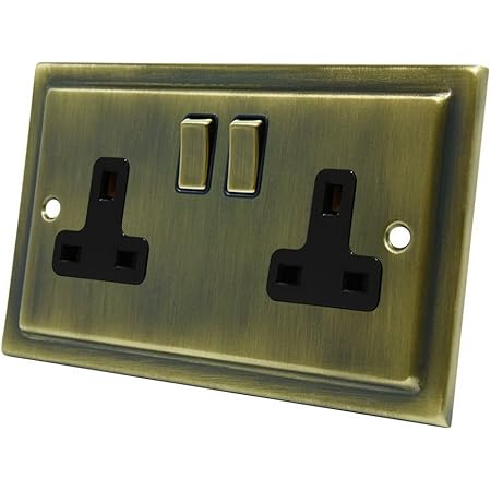 A5 Victorian Antique Brass Double Socket 2 Gang 13 Amp : Amazon.co.uk ...