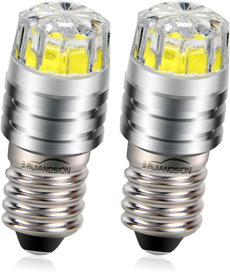 2 x 3v LED Bulbs - 3V 1 SMD E10 MES 1447 - Miniature Edison Screw Light ...