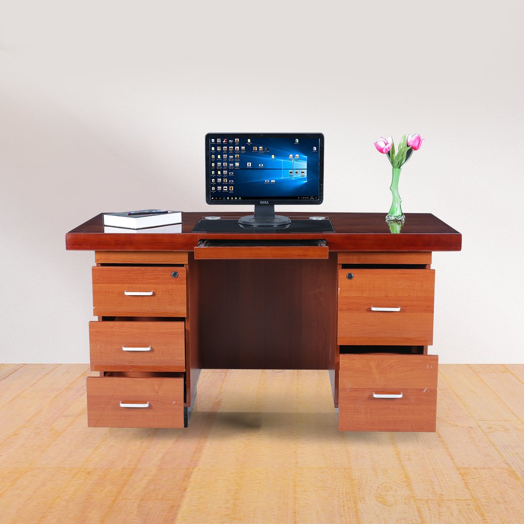 Royaloak Retro Office Table 1.2M with High Gloss Finish-Brown : Amazon ...