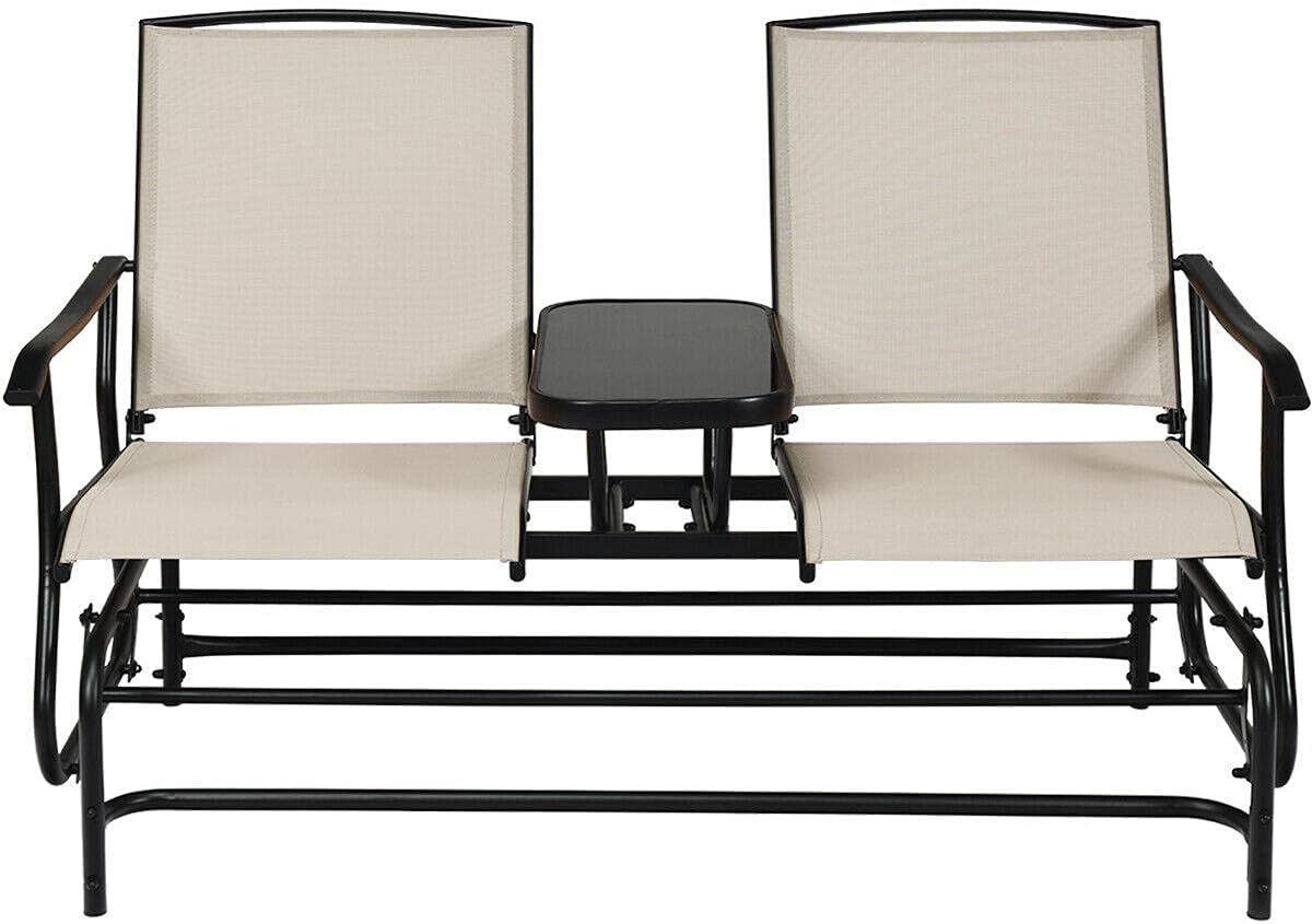 Amazon.com: JHUS 2 Person Outdoor Patio Double Glider Chair Loveseat ...
