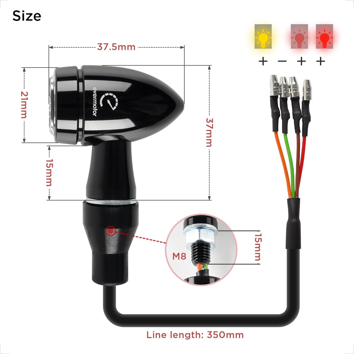 Evermotor Mini Harley Led Turn Signals Cnc Aluminium