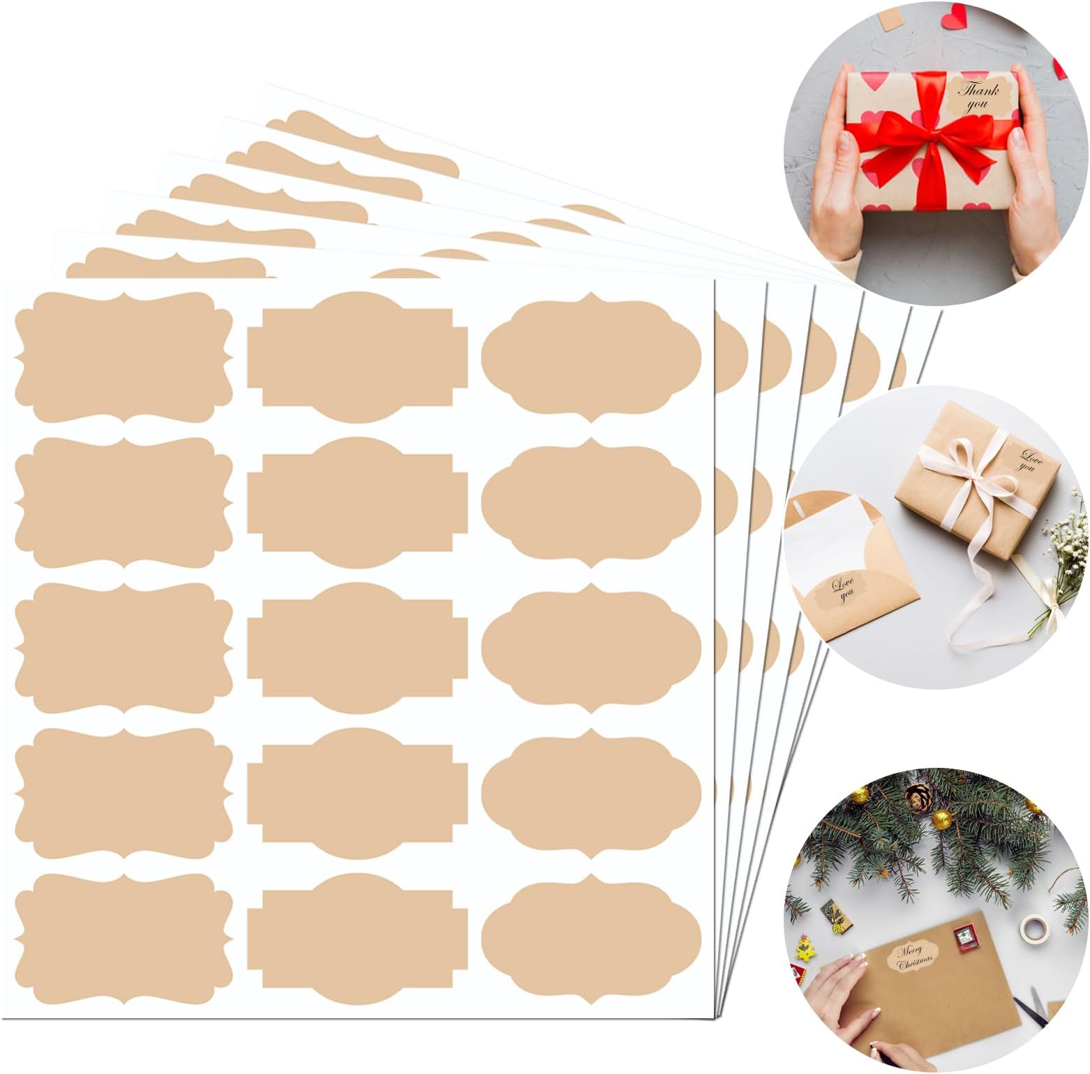 Label Planet® 4 Per Sheet, 5 Sheets (20 Brown Kraft Labels). Brown ...