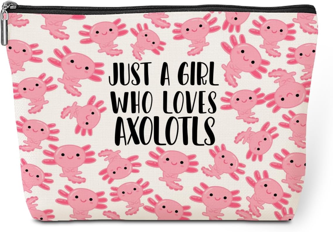 Amazon.com : Cute Axolotl Travel Makeup Bag with Wrist Strap, Axolotl ...