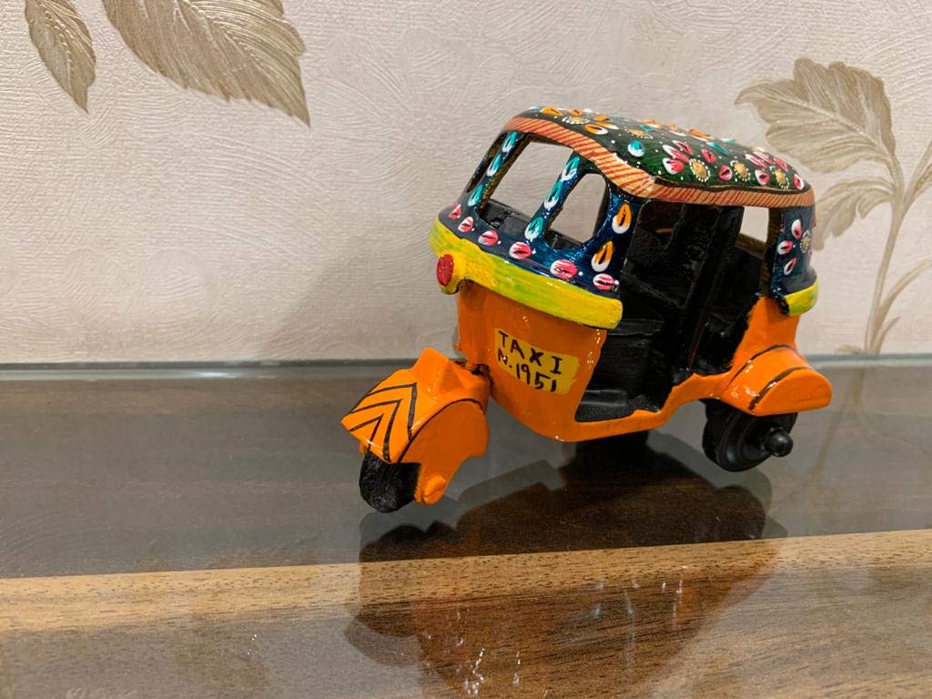 Buy Vintage Brass Metal Auto Rickshaw with Gemstone Embossing Work ...