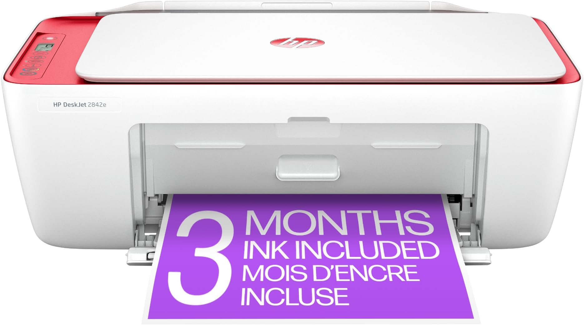 HP DeskJet 2842e Wireless All-in-One Colour Inkjet Printer (Chili Red ...