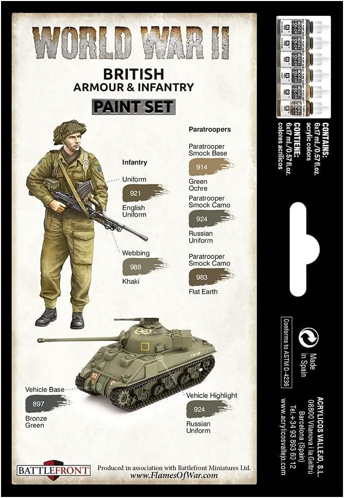 Vallejo VAL70204 AV Model Color Set-WWII British Armour&Infantry – TopToy