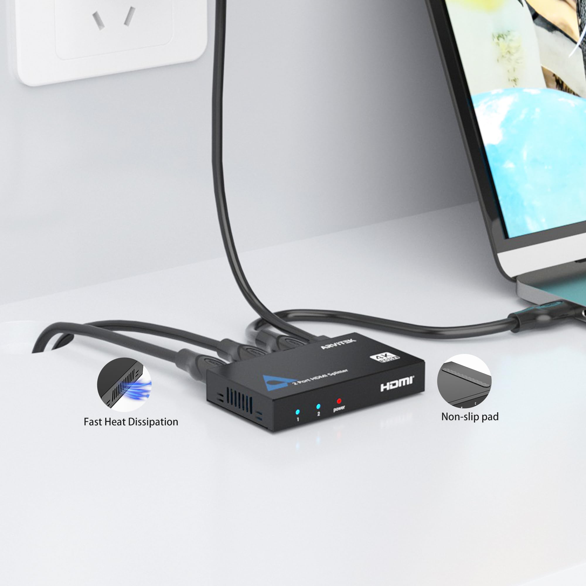 Snapklik.com : HDMI Splitter 1 In 2 Out, 2 Port HDMI Splitter For Dual ...