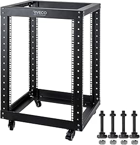 Amazon.com: RIVECO 15U Server Rack Floor Standing Open Frame with Wheels- 19-inch 4 Post Quick ...