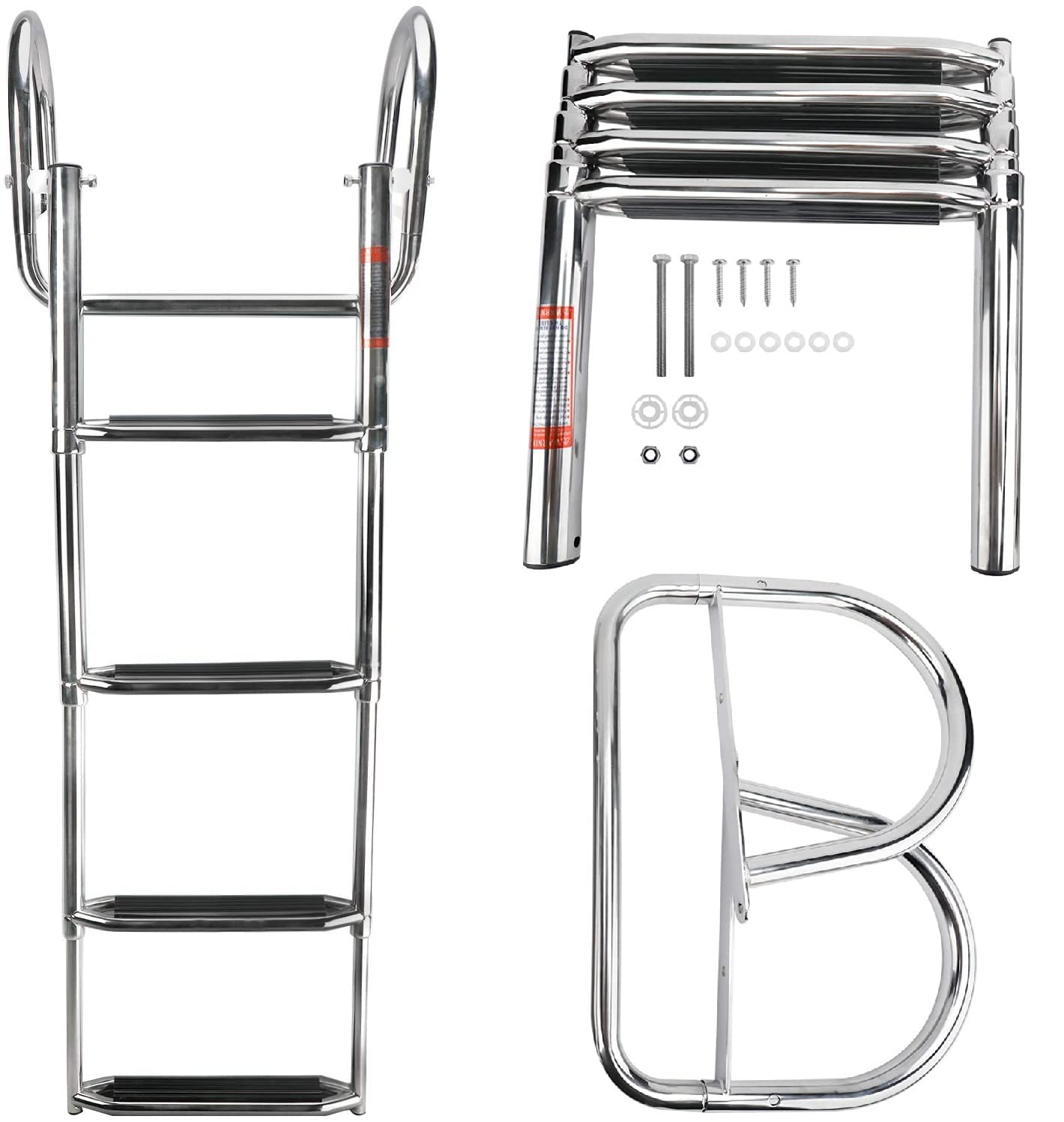 Buy YaeMarine Stainless Steel in-Board 4 Steps Telescoping Boat Ladder ...