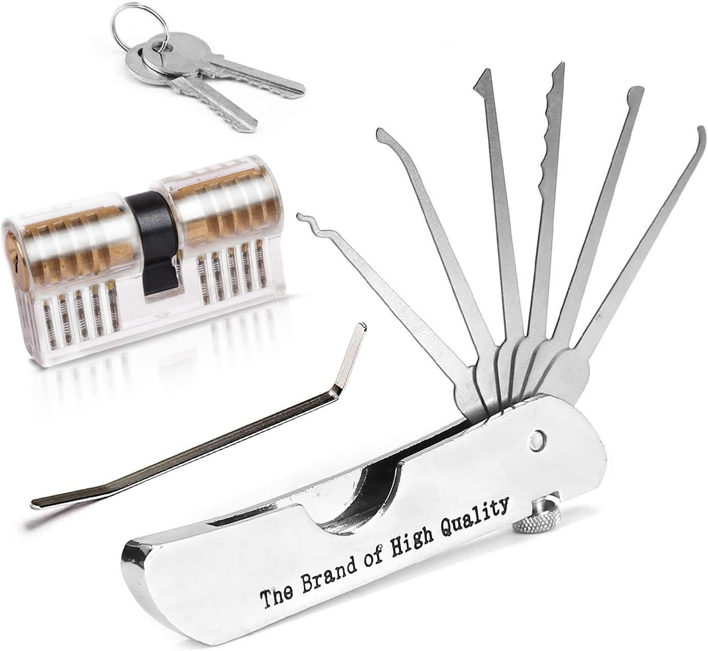 7-in-1 Lock Picking Set with Transparent 2-in-1 Training Lock, Pocket ...