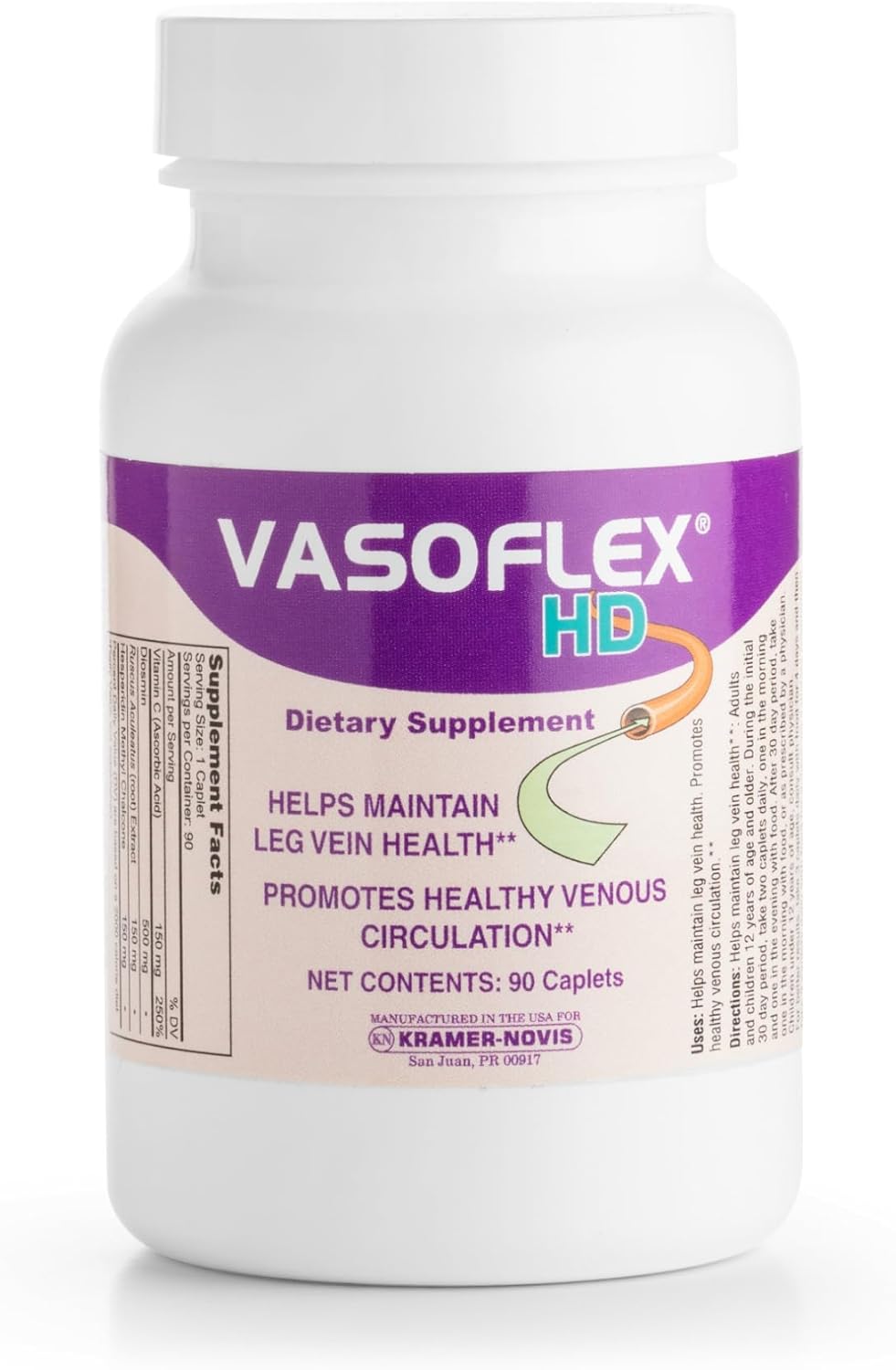 Amazon.com: Vasoflex -HD® 90 comprimidos, suplemento de circulación sanguínea y soporte venoso ...
