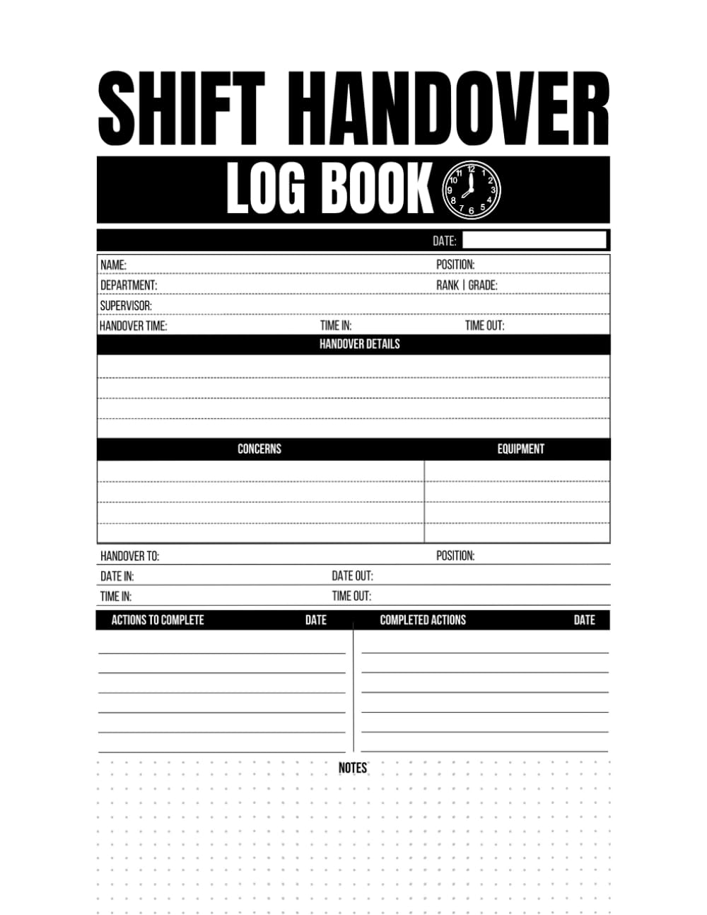 Shift Handover Log Book: For Any Manager, Business Owner or Supervisor ...