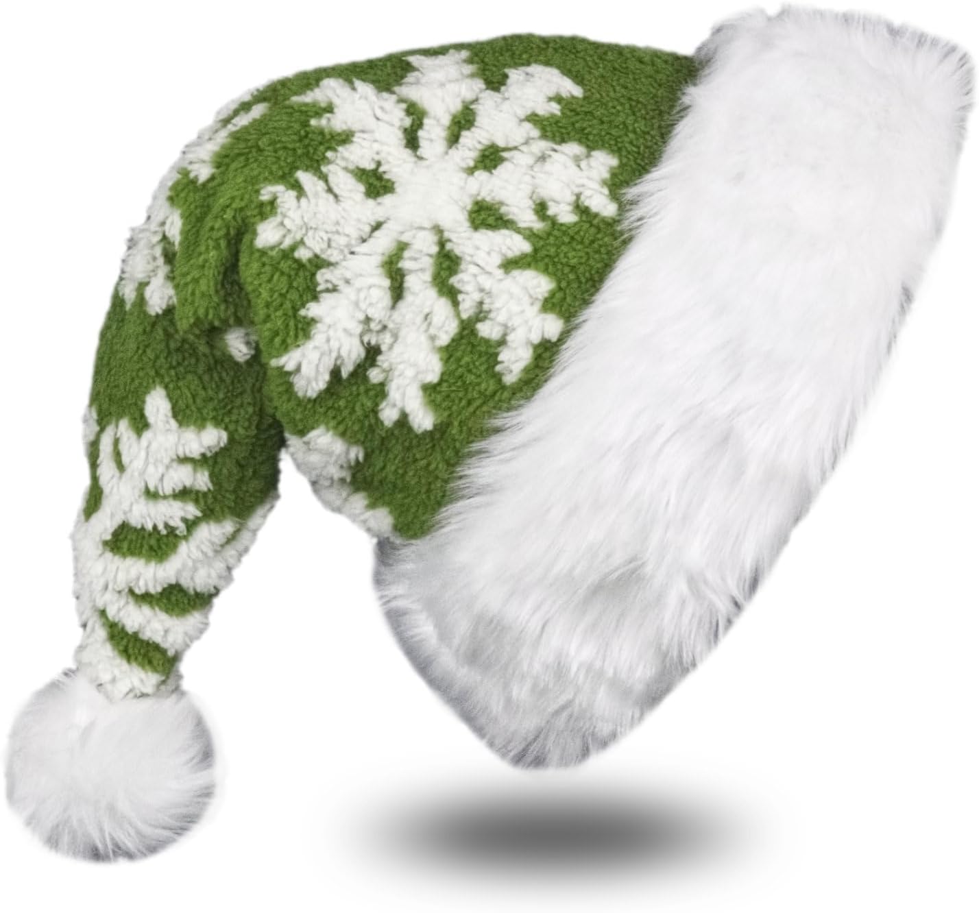 Amazon.com: Lauzimi Snowflake Green Santa Hat, Plush Holiday Hats for ...