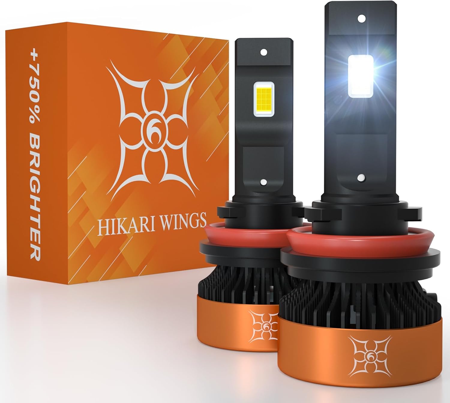 HIKARI WINGS H11 LED Bulbs, 30000LM H8 H9 Fog Lights, 6000k Cool White ...