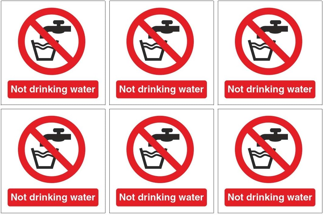 6 x Not Drinking Water safety signs for near sinks/taps. Set of 6 signs ...