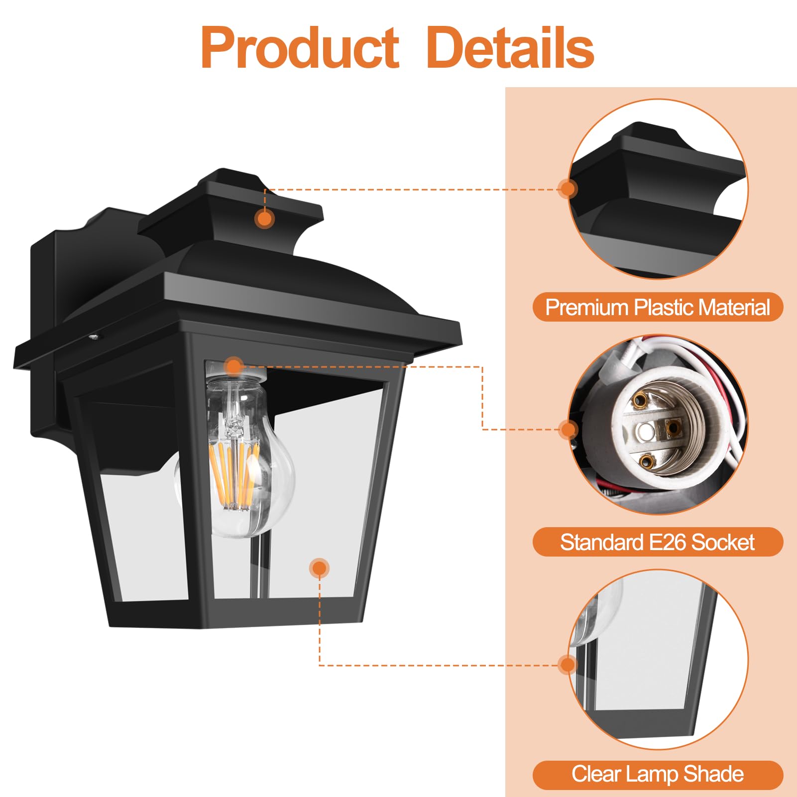 Snapklik.com : Outdoor Wall Lanterns, 3000K Dimmable LED Edison ...
