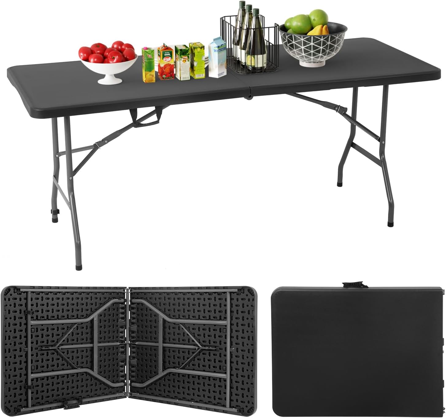 Amazon.com: PayLessHere Folding Tables Plastic 6ft Half Portable ...