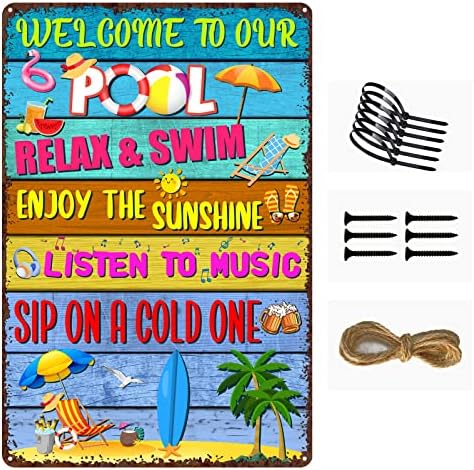 Amazon.com: INNSETUU Pool Signs 12 x 18 Inch Pool Decor Pool Gifts for ...