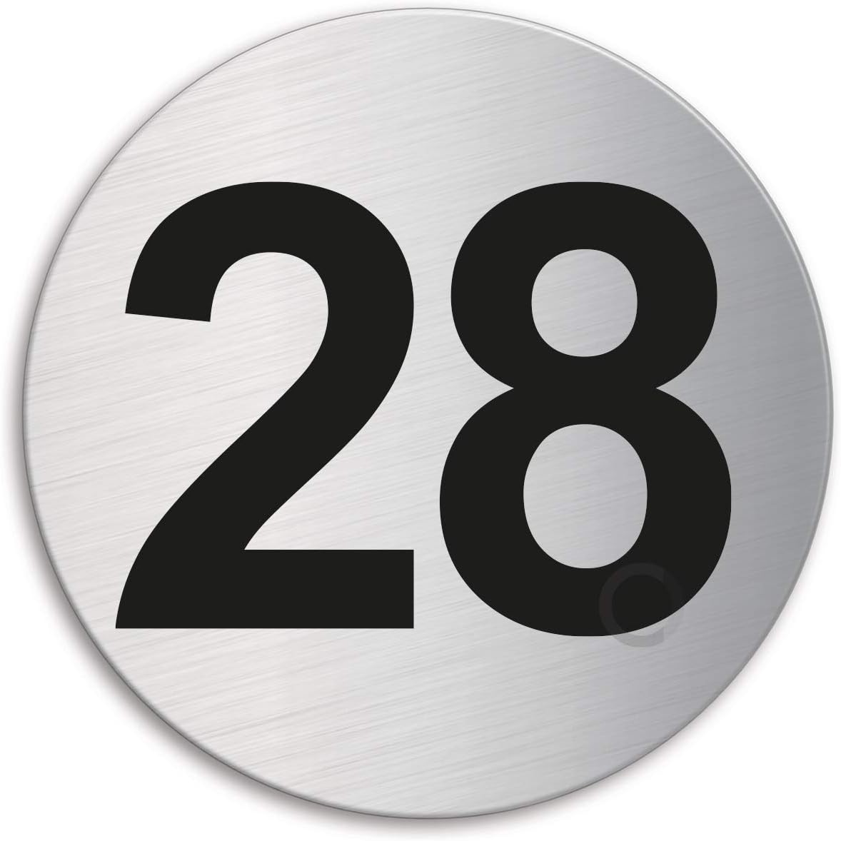 Placa Número 28 | Señal acero cepillado Ø 60 mm autoadhesiva : Amazon ...