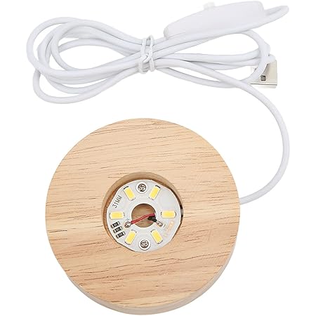 Amazon.com: Wood Led Light Display Base, Round Lighted Lamp Stand ...