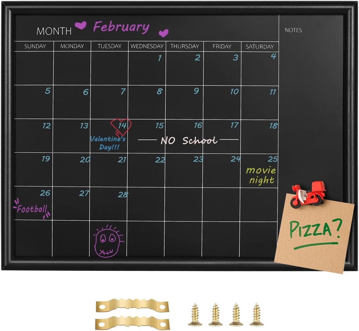 Amazon.com : TORASO Calendar Chalkboard, Small Magnetic Surface Black ...