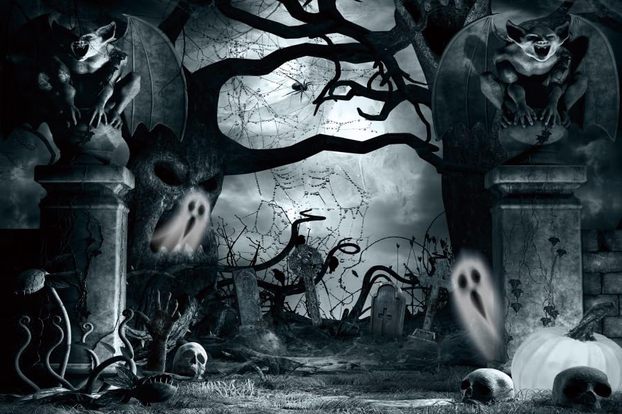 Buy Renaiss 7x5ft Vampire Graveyard Backdrop Haunted Ghost Cemetery ...