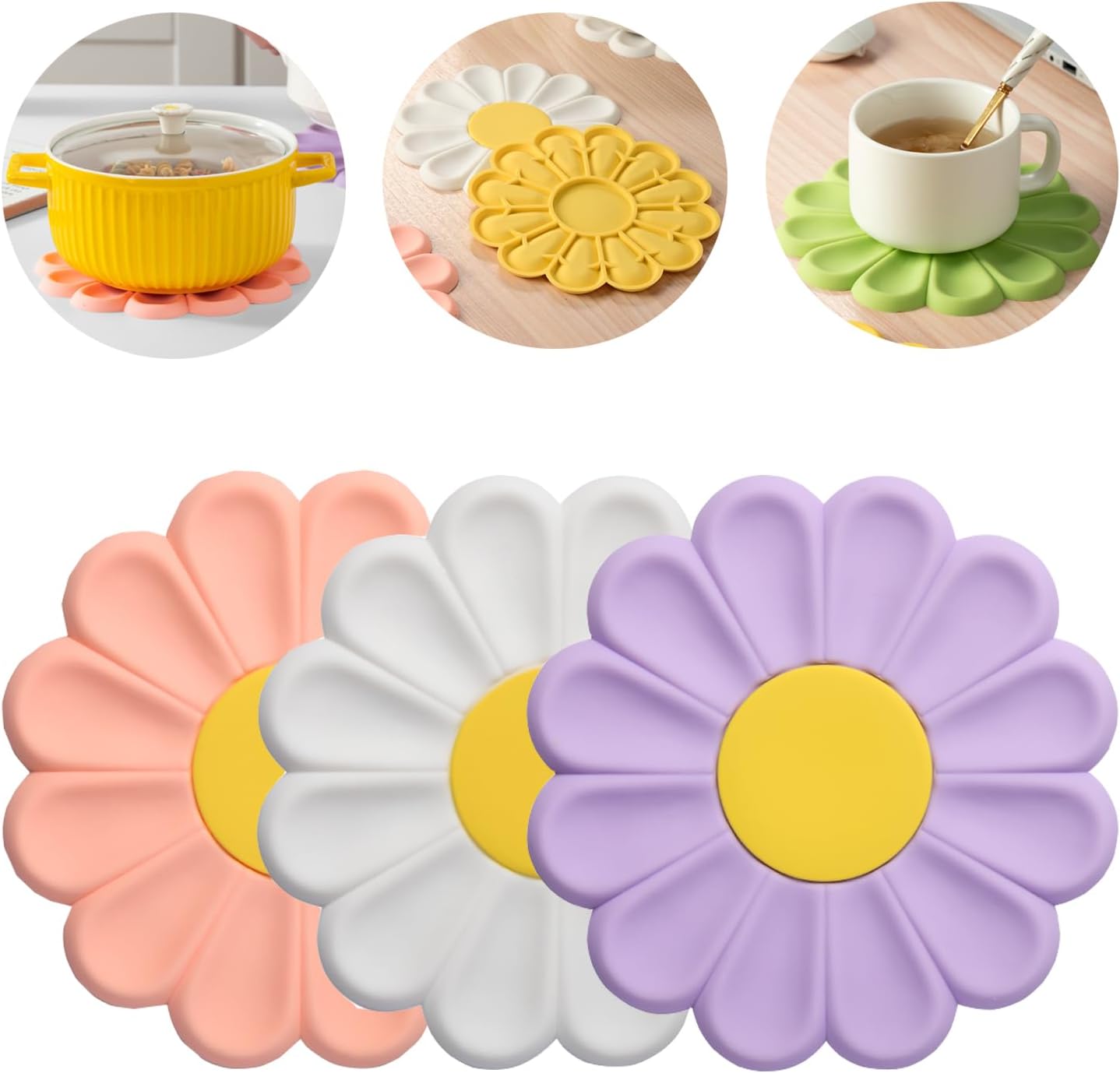 Amazon.com: Finemeidu Set of 3Color Trivet Mat - Non-Slip & Heat ...