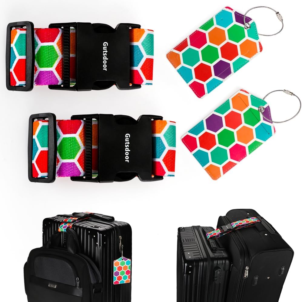 Gutsdoor 2 Pack Add a Bag Luggage Strap with Luggage Tags for Carry On ...