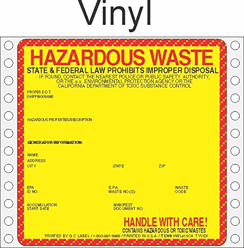 GC Labels-HWL415CAV, Hazardous Waste California Vinyl Labels HWL415CAV ...