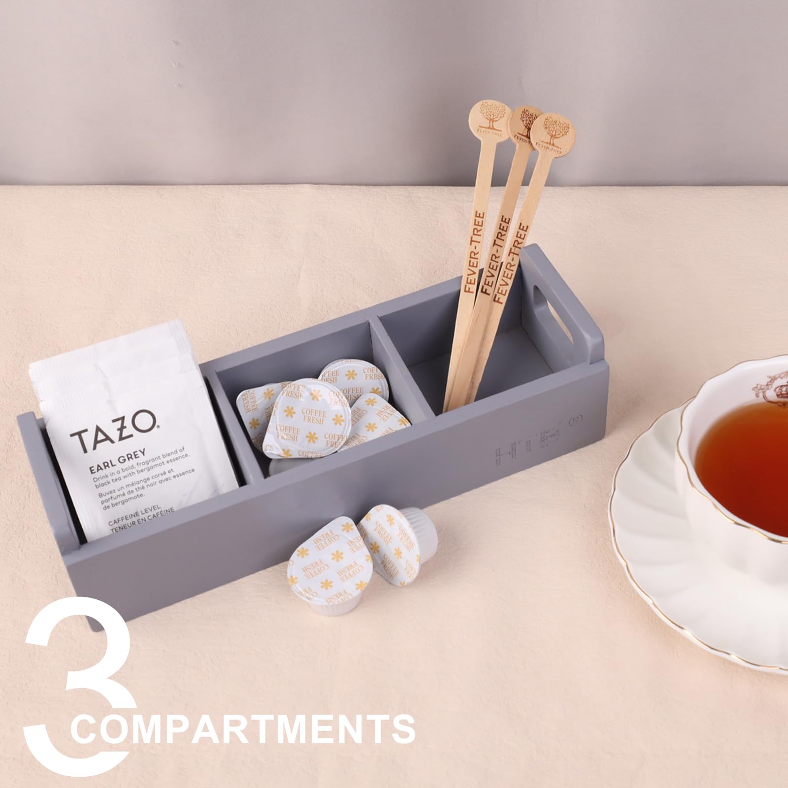 Snapklik.com : Slim Tea Bag Organizer By HTB, Grey 3 Compartments Tea ...