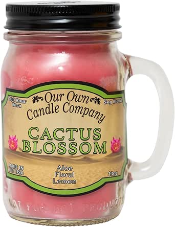 Amazon.com: Our Own Candle Company, Cactus Blossom Scented Mason Jar ...