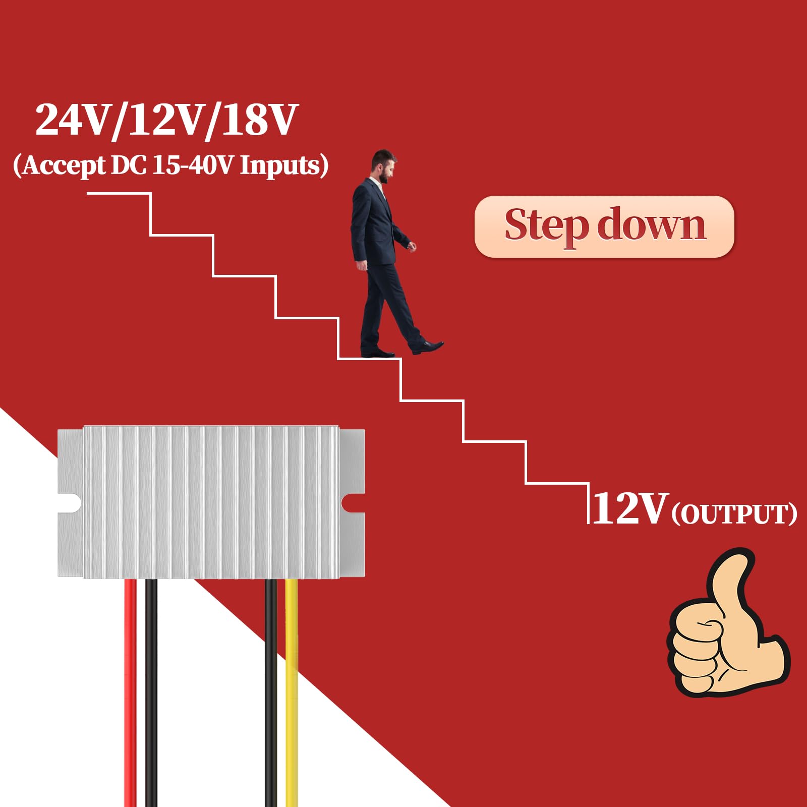 Snapklik.com : 24 Volt To 12 Volt Converter, More Safe 18V To 12V Step Down Converter 5A 60W For ...