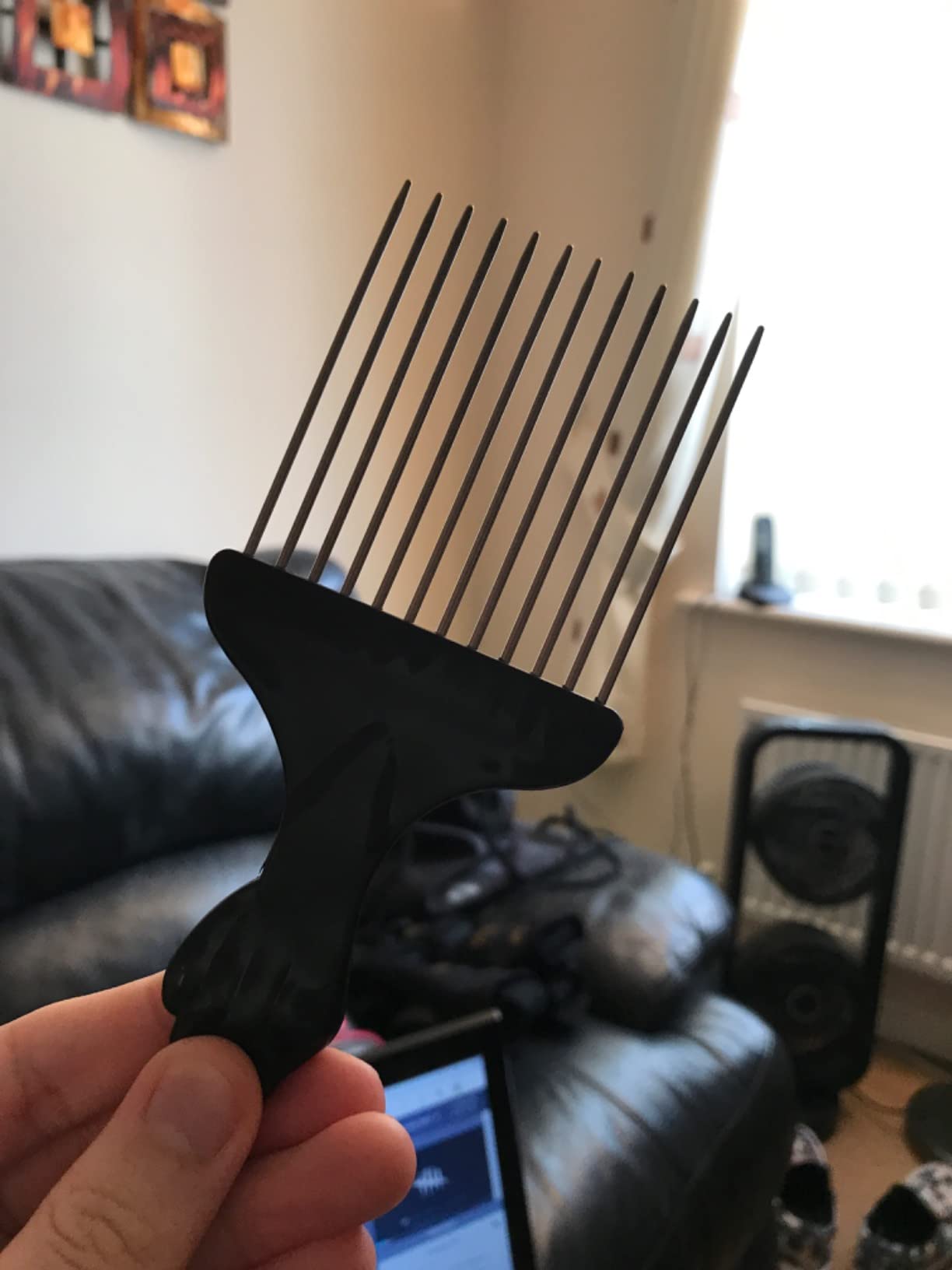 Afro Hair Pick w/ Black Fist and Comb Set- Metal African American Comb ...