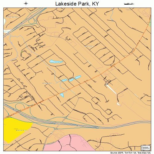 Large Street & Road Map of Lakeside Park, Kentucky KY - Printed poster ...