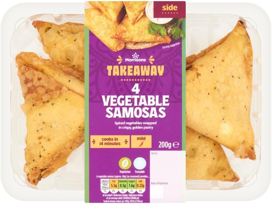 Morrisons 4 Vegetable Samosas 200g : Amazon.co.uk: Grocery