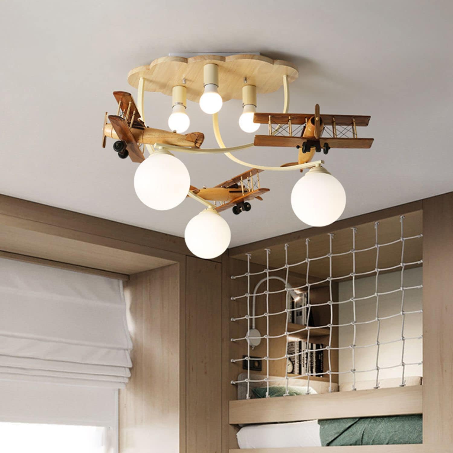 Amazon.com: ISSPTYB Kids Airplane Ceiling Light with White Milk Glass ...