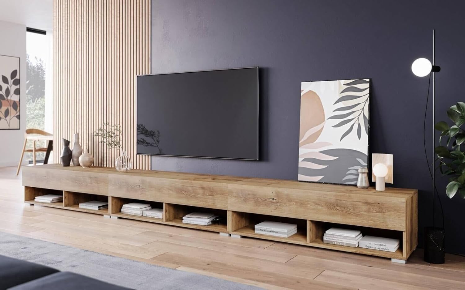 MINIO - TV Stand Cabinet ANNE, TV Unit 300 cm Wide, TV Cabinet with ...