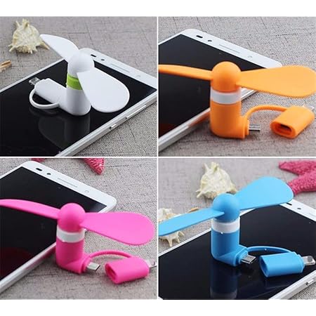 Amazon.com: Mini Fan cell phone USB fan 2 in 1 for IOS and Android ...