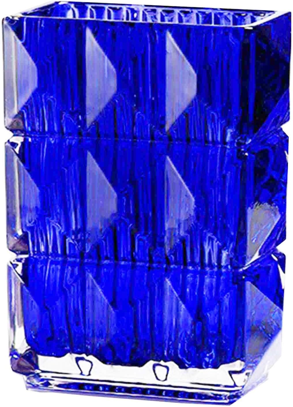 Amazon.com: Heavy Duty Modern Crystal Glass Flower Vase - Handmade Blue ...