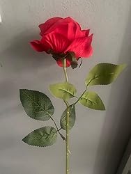 Artificial Flowers, Silk Rose Red Fake Rose Eternal Flowers Single Stem ...