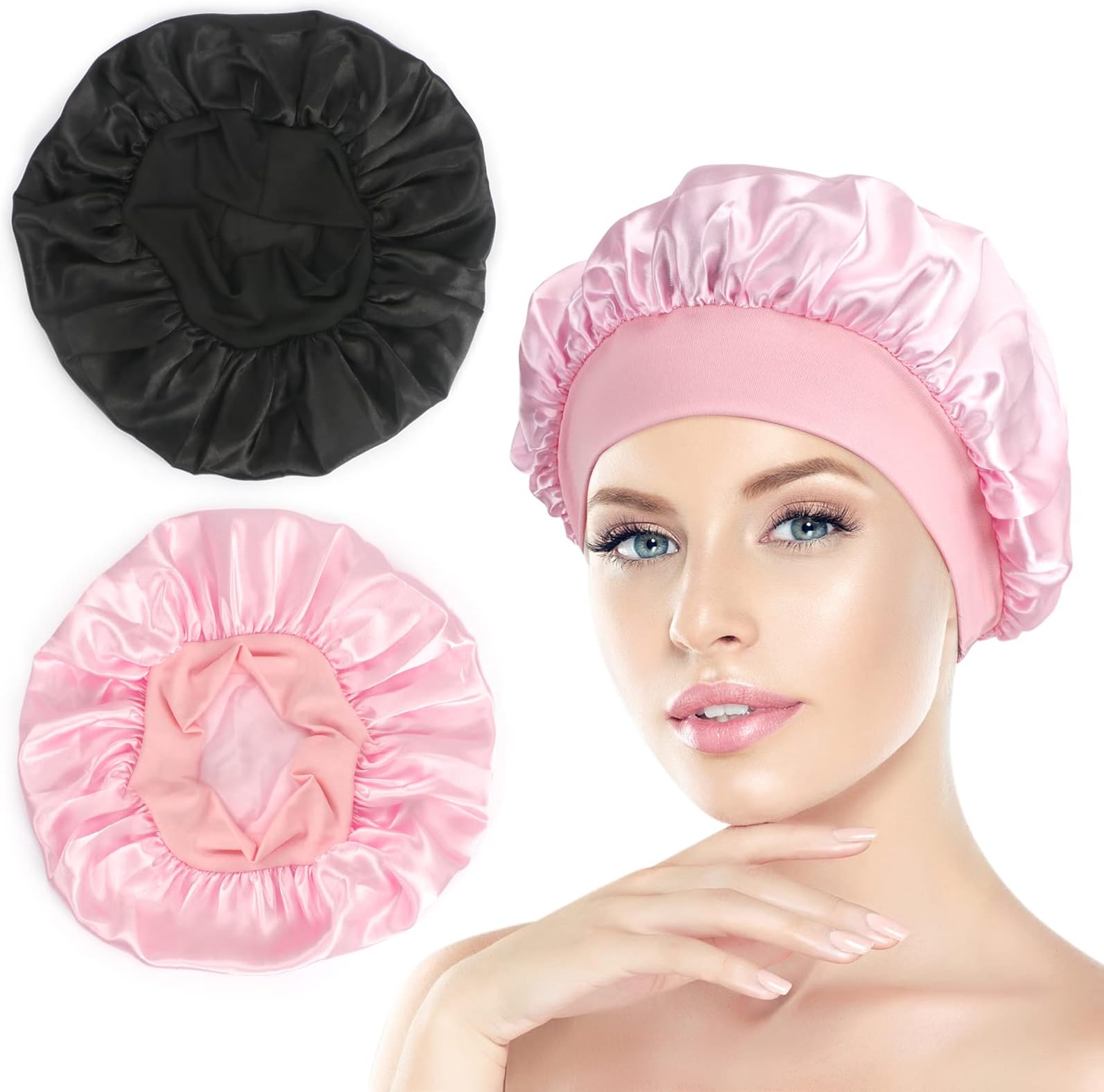 Amazon.com : Arqumi Pack of 2 Satin Sleeping Bonnet for Men & Women ...