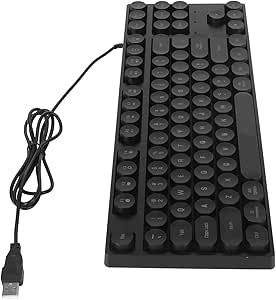 Wired Keyboard, Round Keycaps Plug and Play 87 Keys Gaming Keyboard for ...