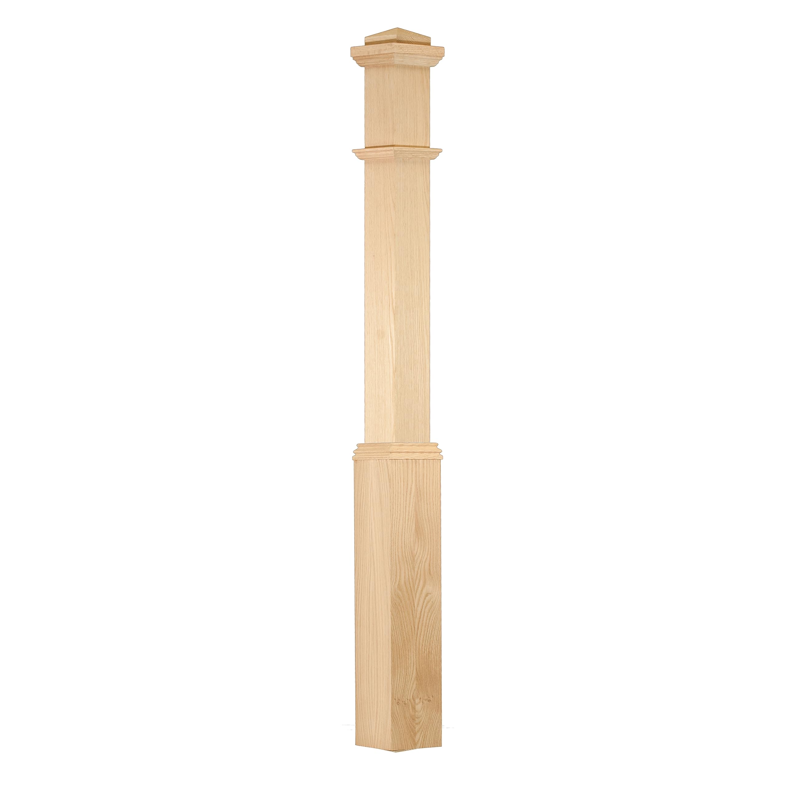 Hardwood Newel Post with Pedestal - Box Style with Pyramid Cap - 3.5" x ...